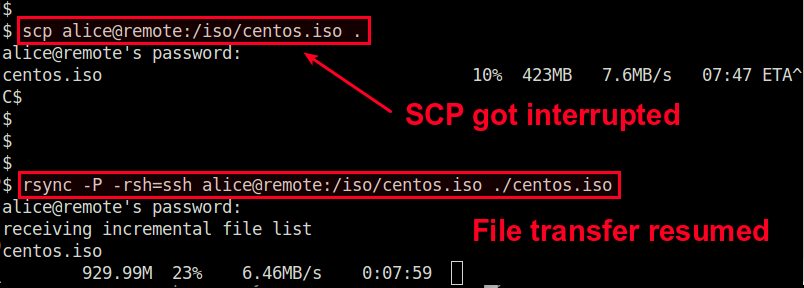 How To Resume A Large SCP File Transfer On Linux